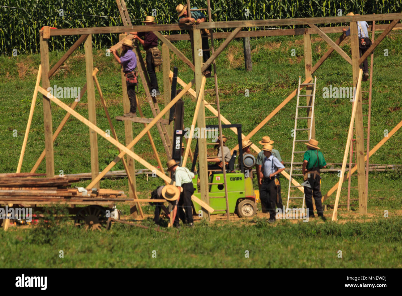 Amish barn building construction hi-res stock photography and images ...