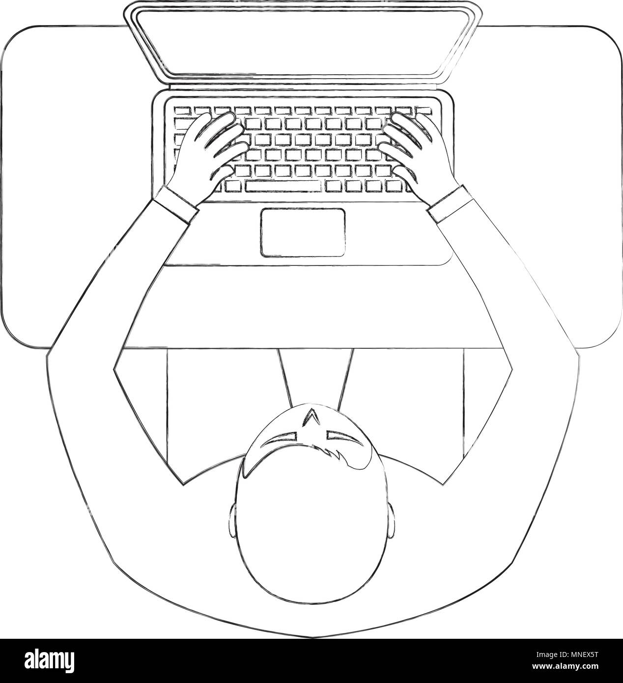 aerial view of man sitting in the office Stock Vector Image & Art - Alamy