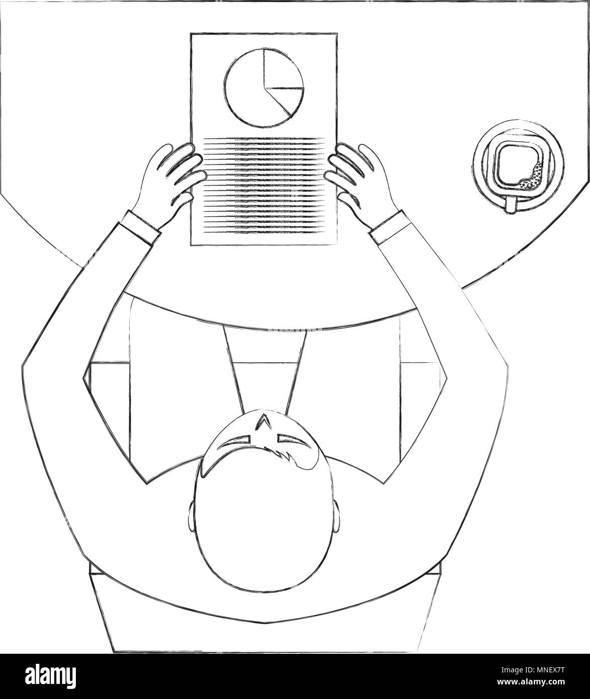 aerial view of man sitting with paper document Stock Vector Image & Art ...