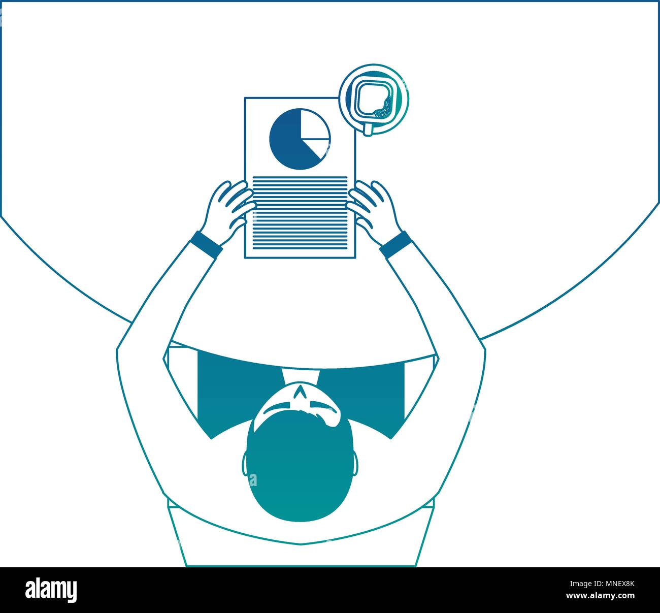 aerial view of man sitting with paper document Stock Vector Image & Art ...