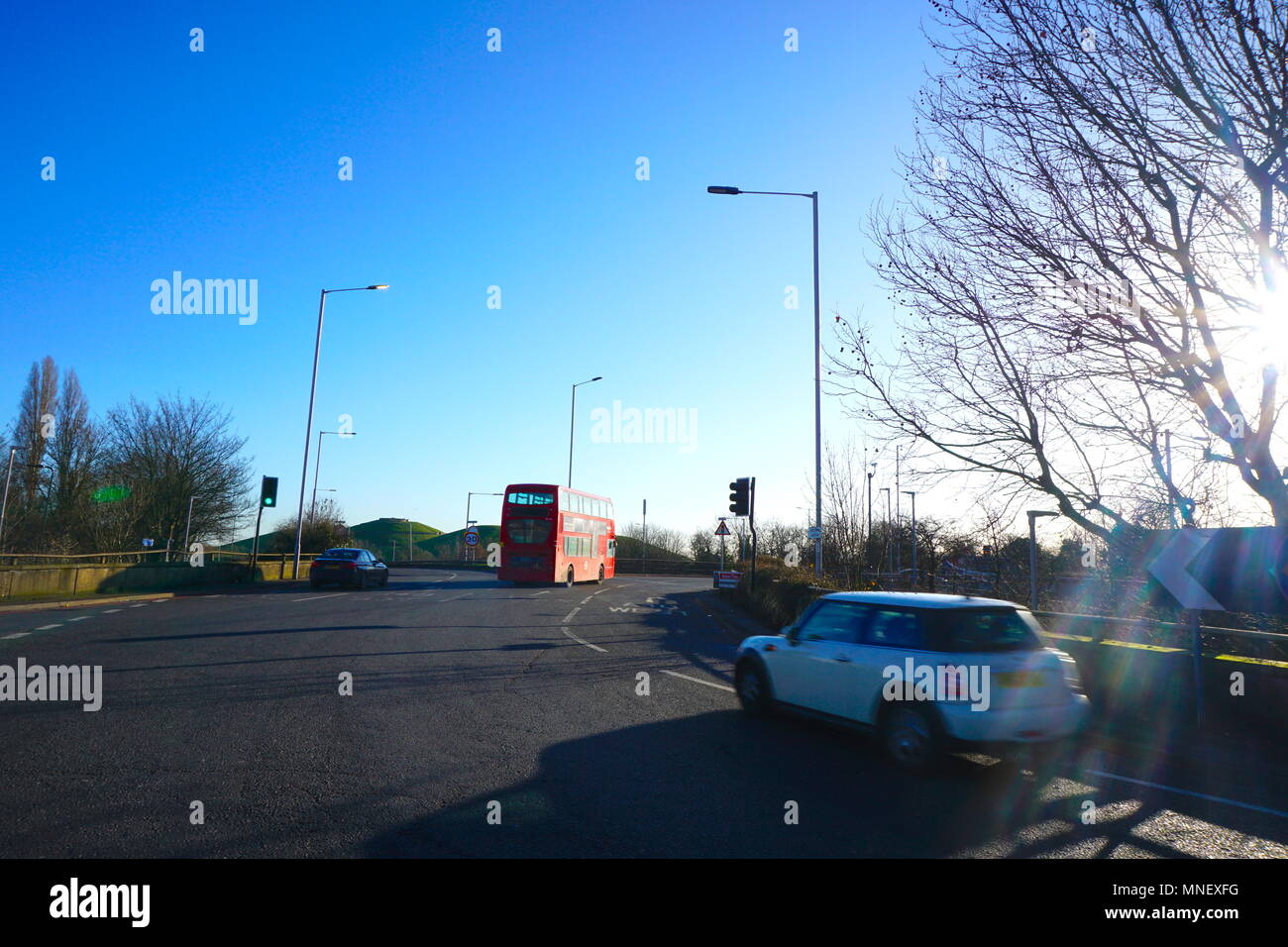 Vehicles approaching the Target Roundabout A312 going over the Western ...