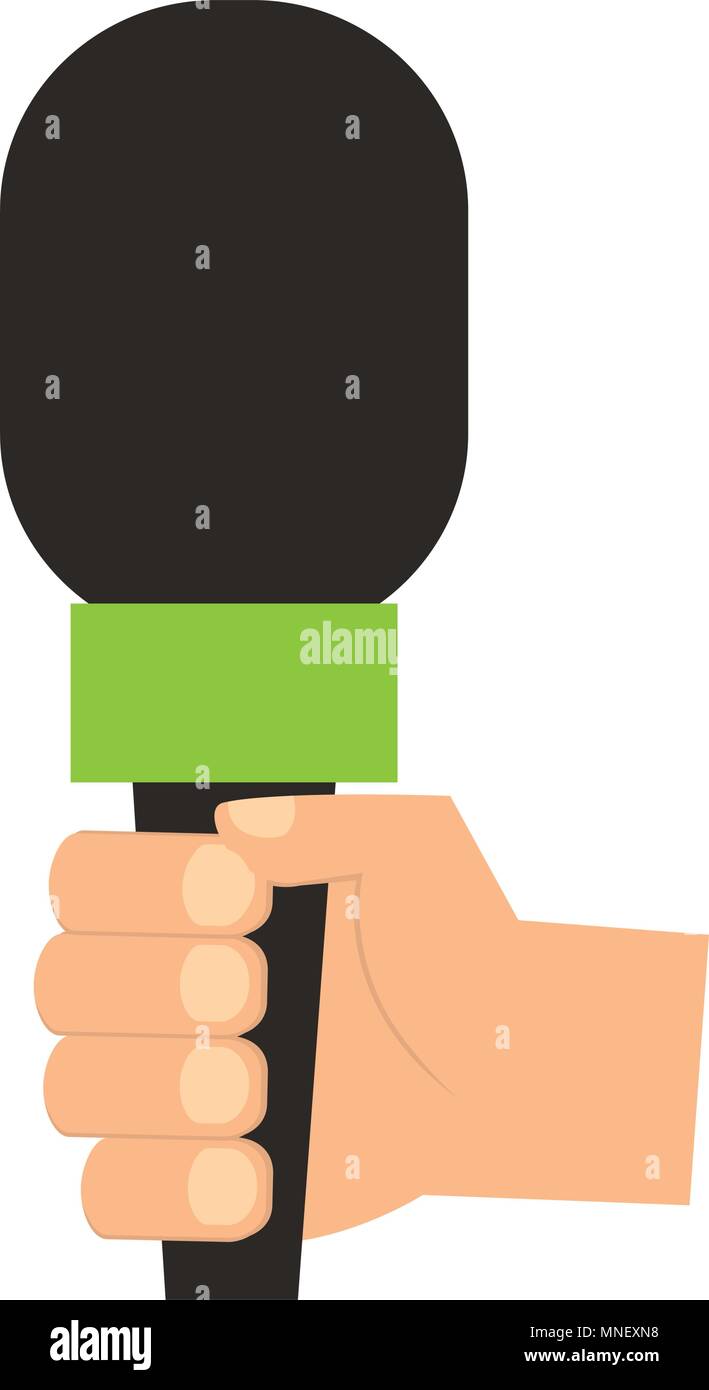 hand holding microphone interview Stock Vector Image & Art - Alamy