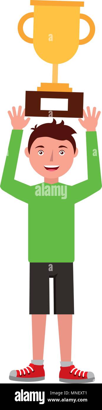 Young man holding trophy Stock Vector Images - Alamy