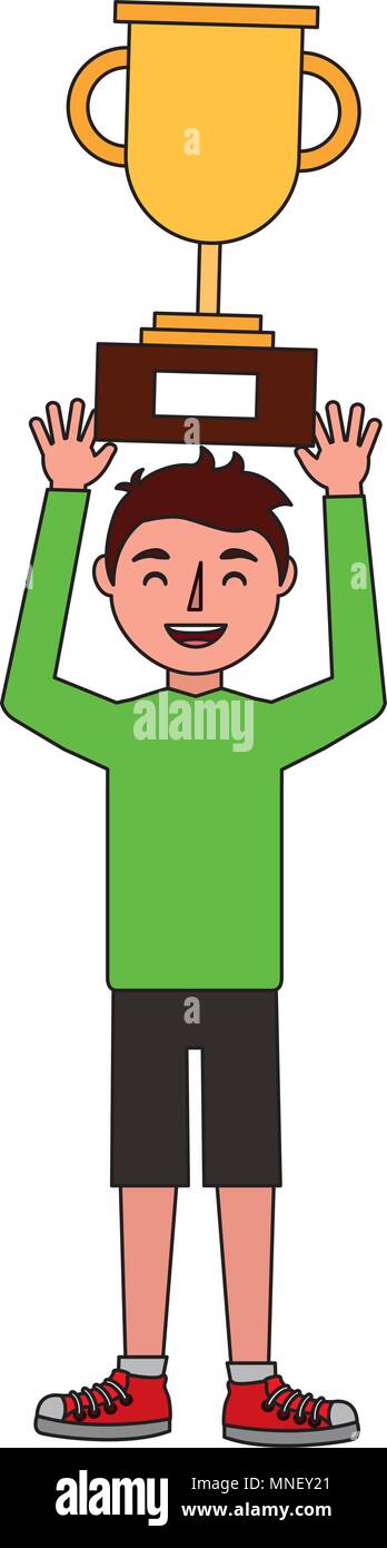 young man celebrating with trophy avatar Stock Vector Image & Art - Alamy