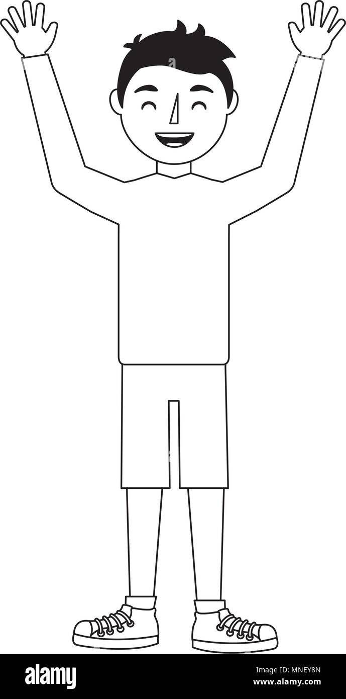 young man happy raised arms character Stock Vector Image & Art - Alamy