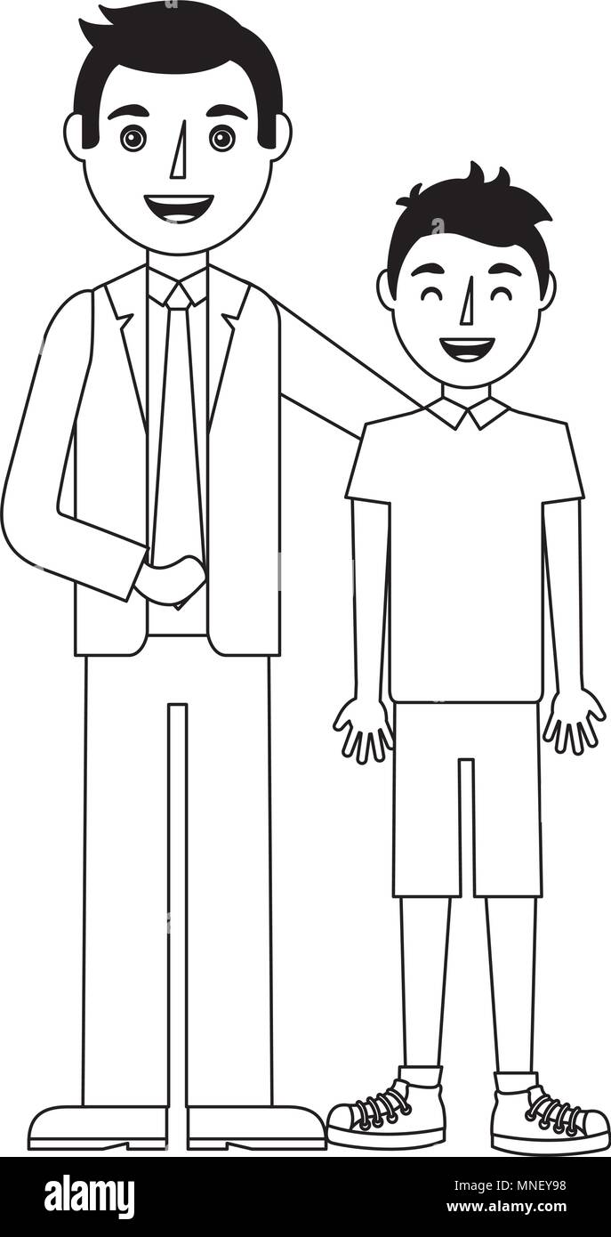 family father hugging her teen son Stock Vector Image & Art - Alamy