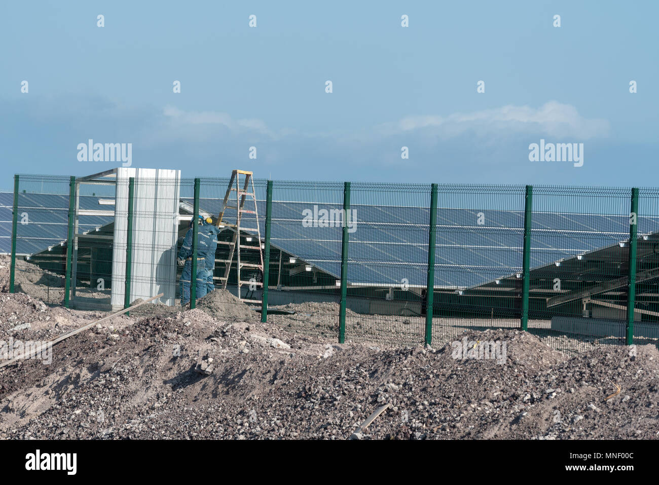 Solar farm under construction in Puerto Villamil, Isabela Island ...