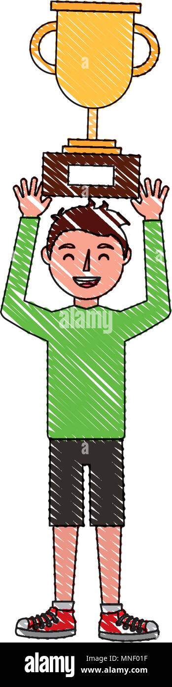 Young man holding trophy Stock Vector Images - Alamy