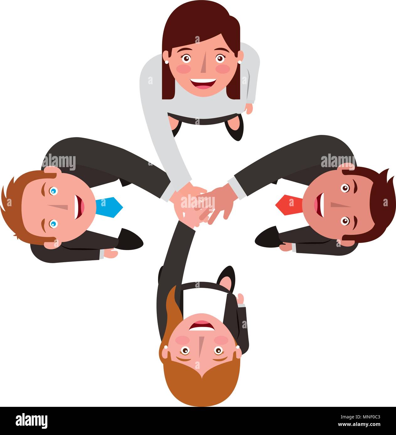 aerial view of group business people holding hands Stock Vector Image ...