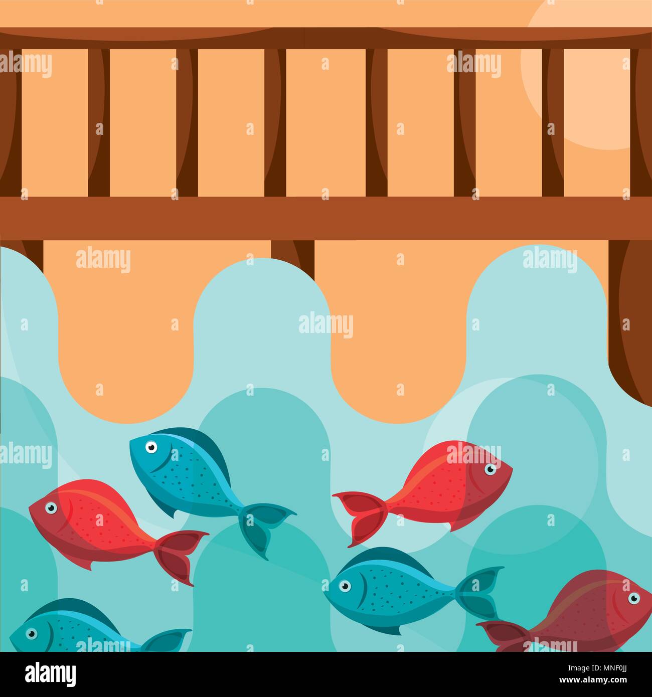 Lake summer bridge fishing Stock Vector Images - Alamy