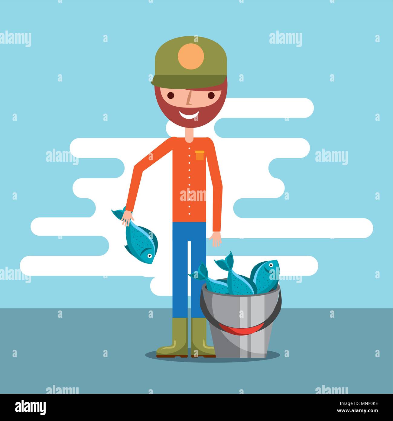 fisherman fishing cartoon Stock Vector Image & Art - Alamy