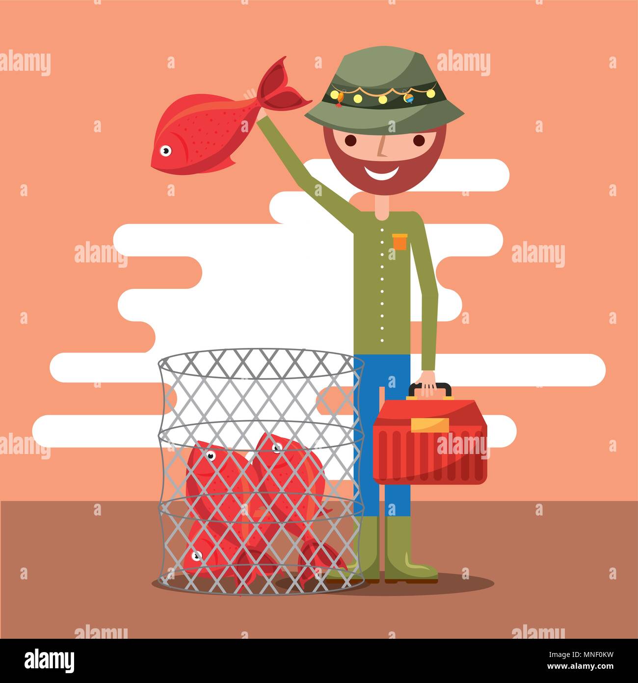fisherman fishing cartoon Stock Vector Image & Art - Alamy
