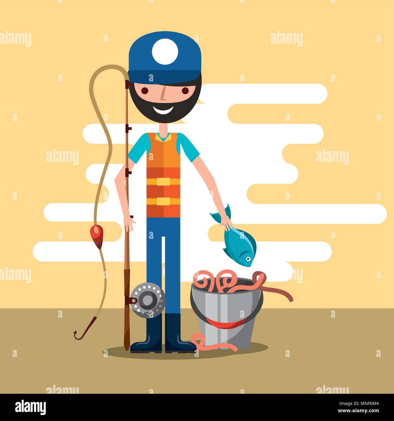fisherman fishing cartoon Stock Vector Image & Art - Alamy
