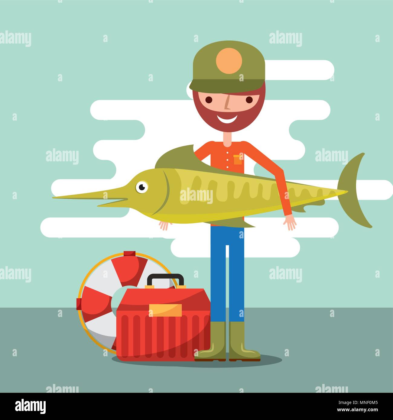 fisherman fishing cartoon Stock Vector Image & Art - Alamy