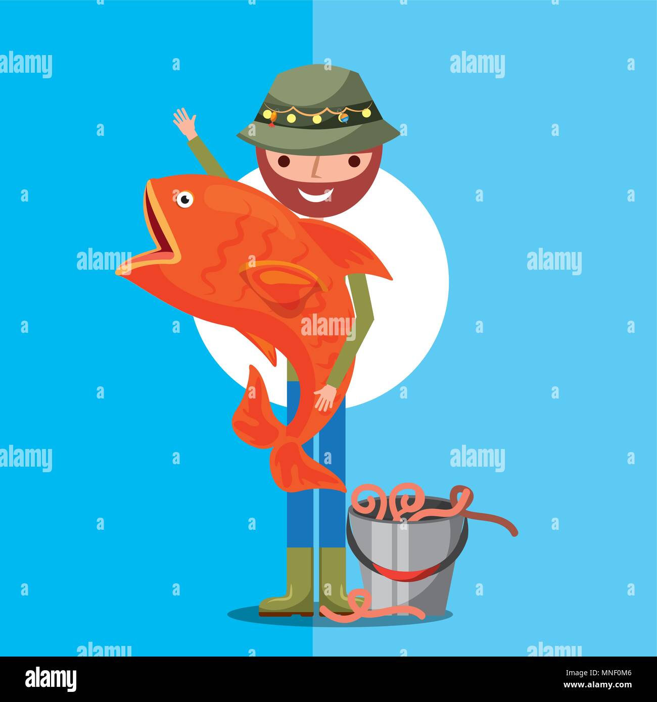 fisherman fishing cartoon Stock Vector Image & Art - Alamy