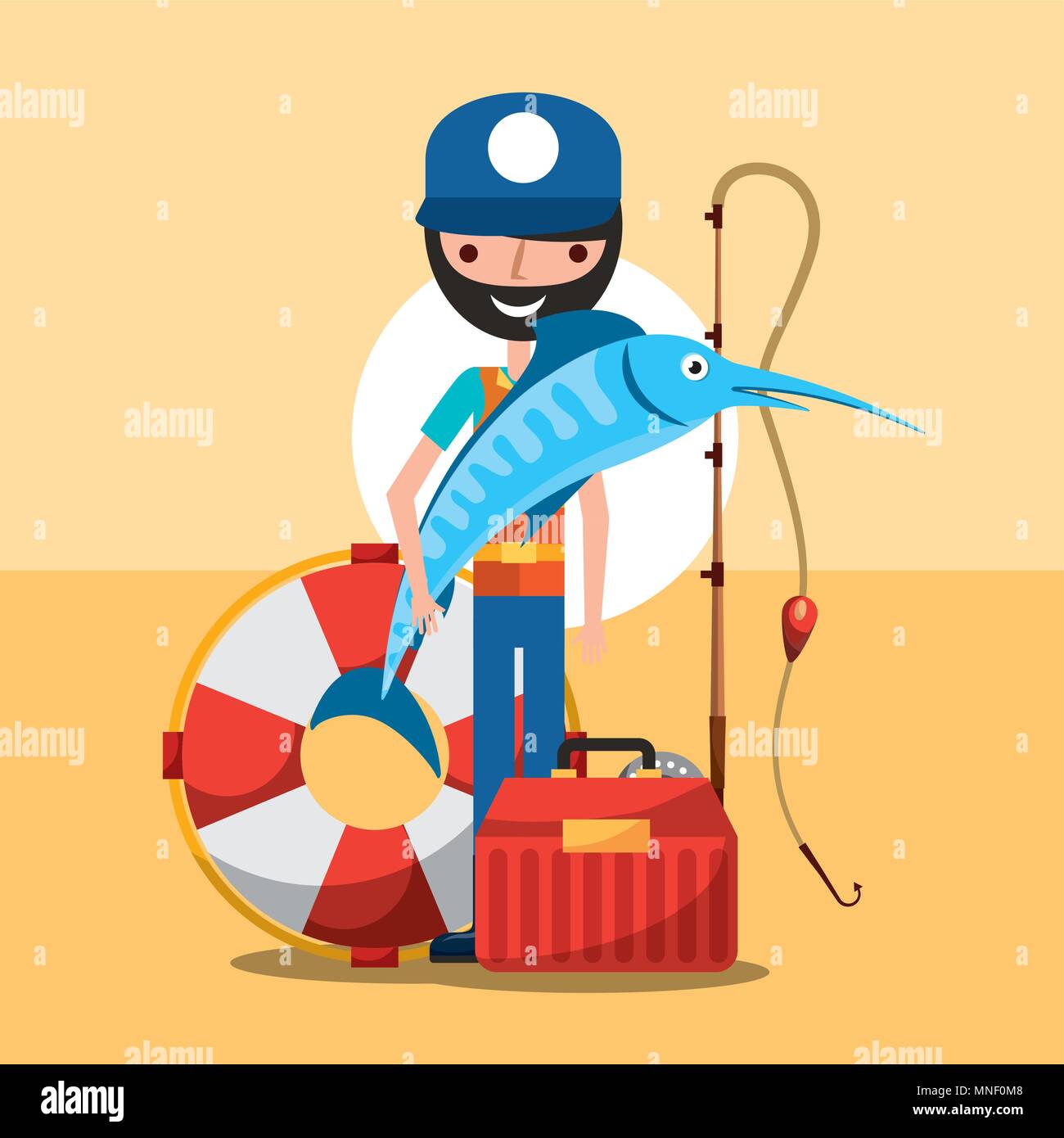 fisherman fishing cartoon Stock Vector Image & Art - Alamy
