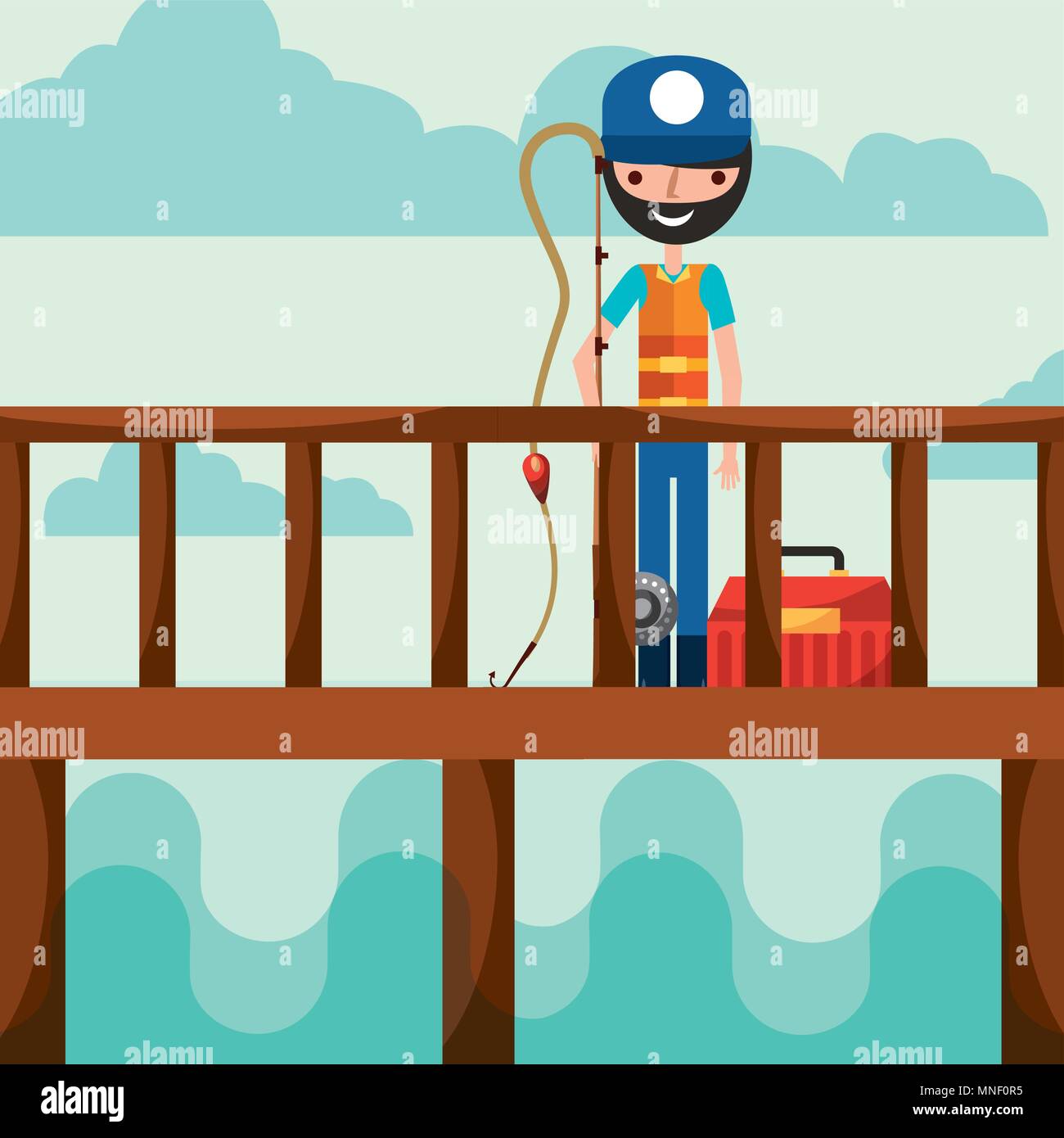 Old fisherman fishing rod Stock Vector Images - Alamy