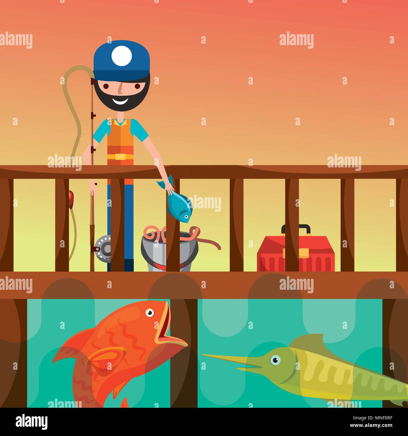 fishing people cartoon Stock Vector Image & Art - Alamy