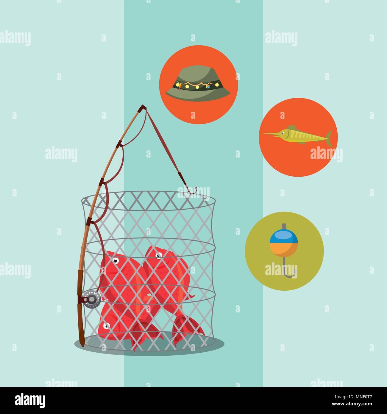 Catch fish basket Stock Vector Images - Alamy