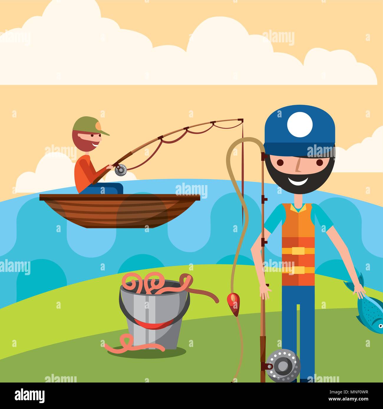 fishing people cartoon Stock Vector Image & Art - Alamy