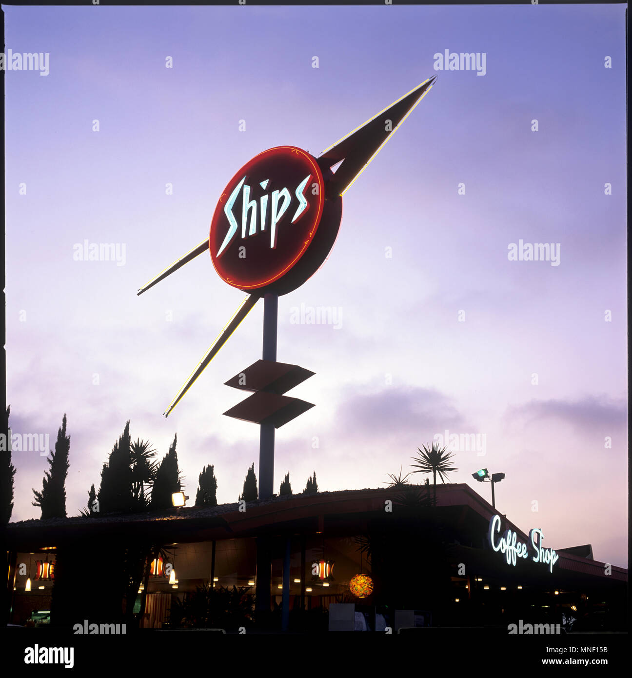 Ships Coffee Shop with classic neon sign is an example of 1960s Googies ...