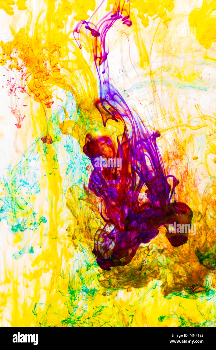 Acrylic colors and ink in water. Abstract background Stock Photo - Alamy