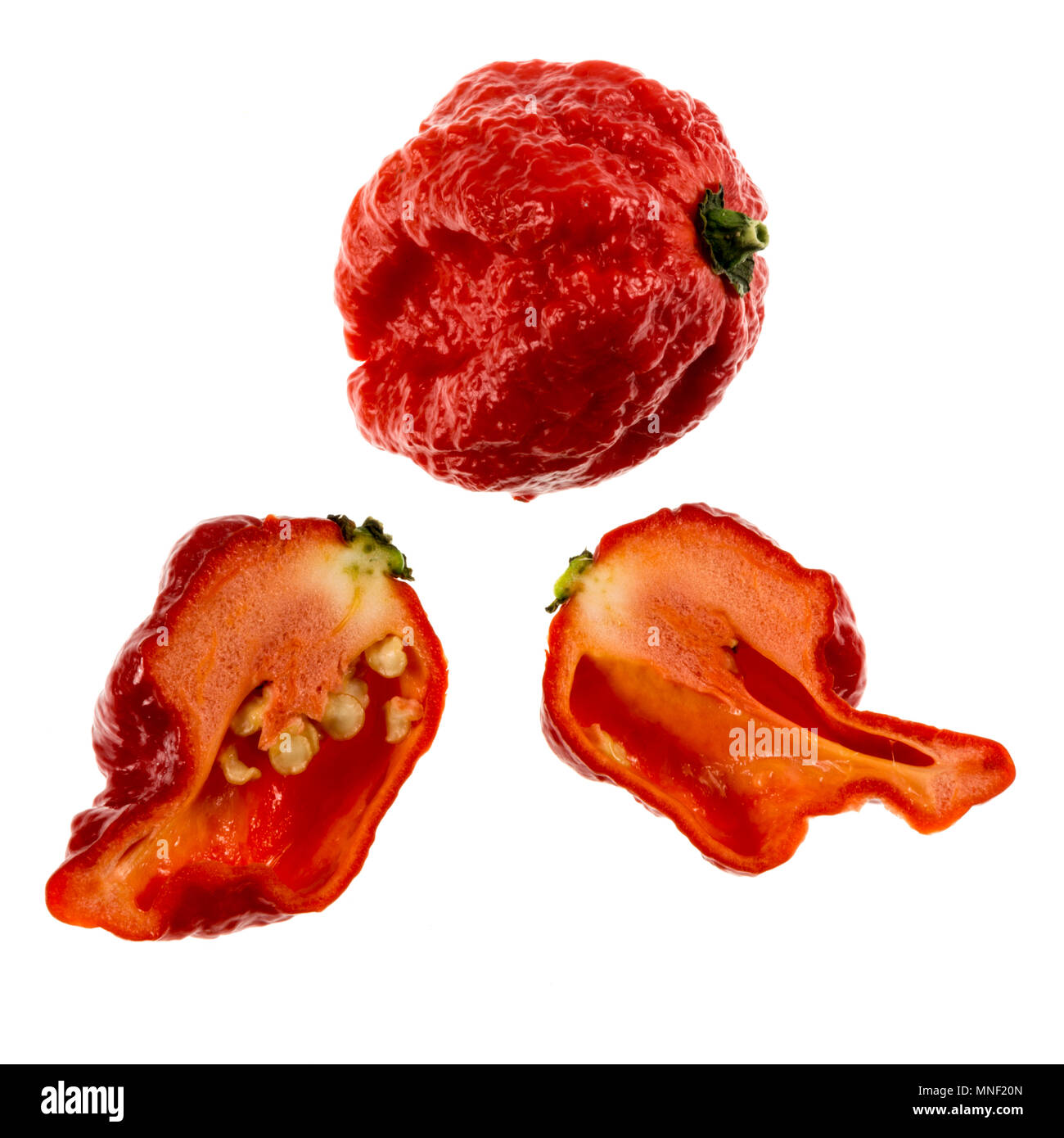 The Carolina Reaper is a medium sized chili pepper of the species ...