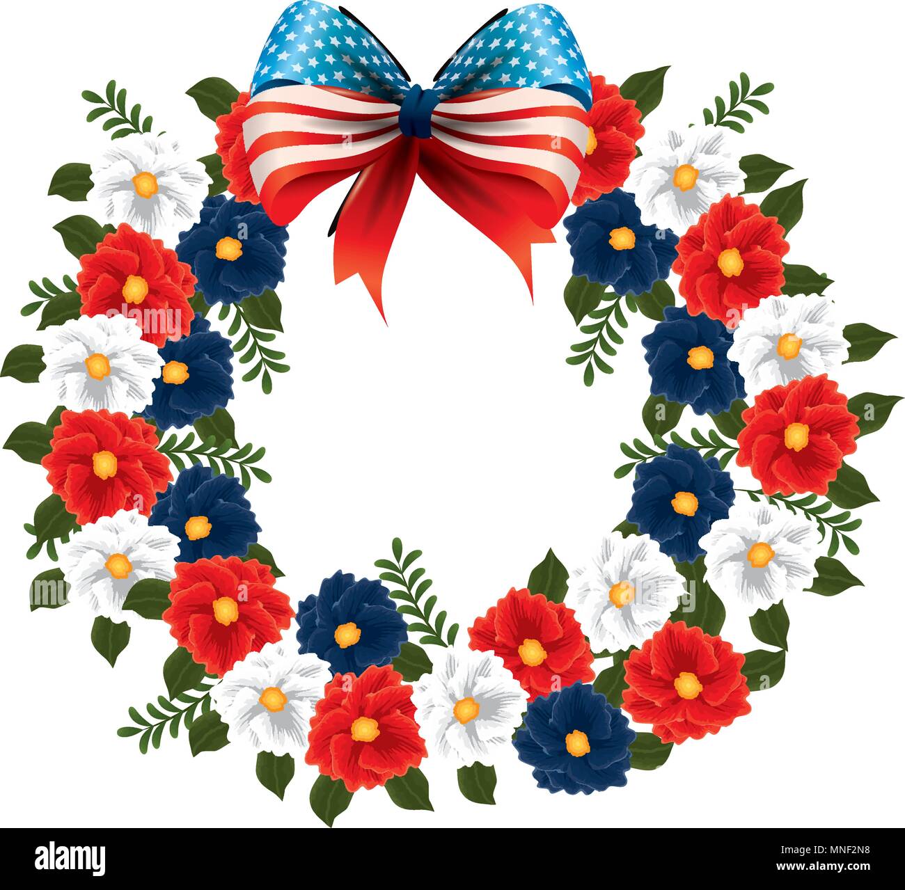 floral decoration with USA flags and bowtie Stock Vector Image & Art ...