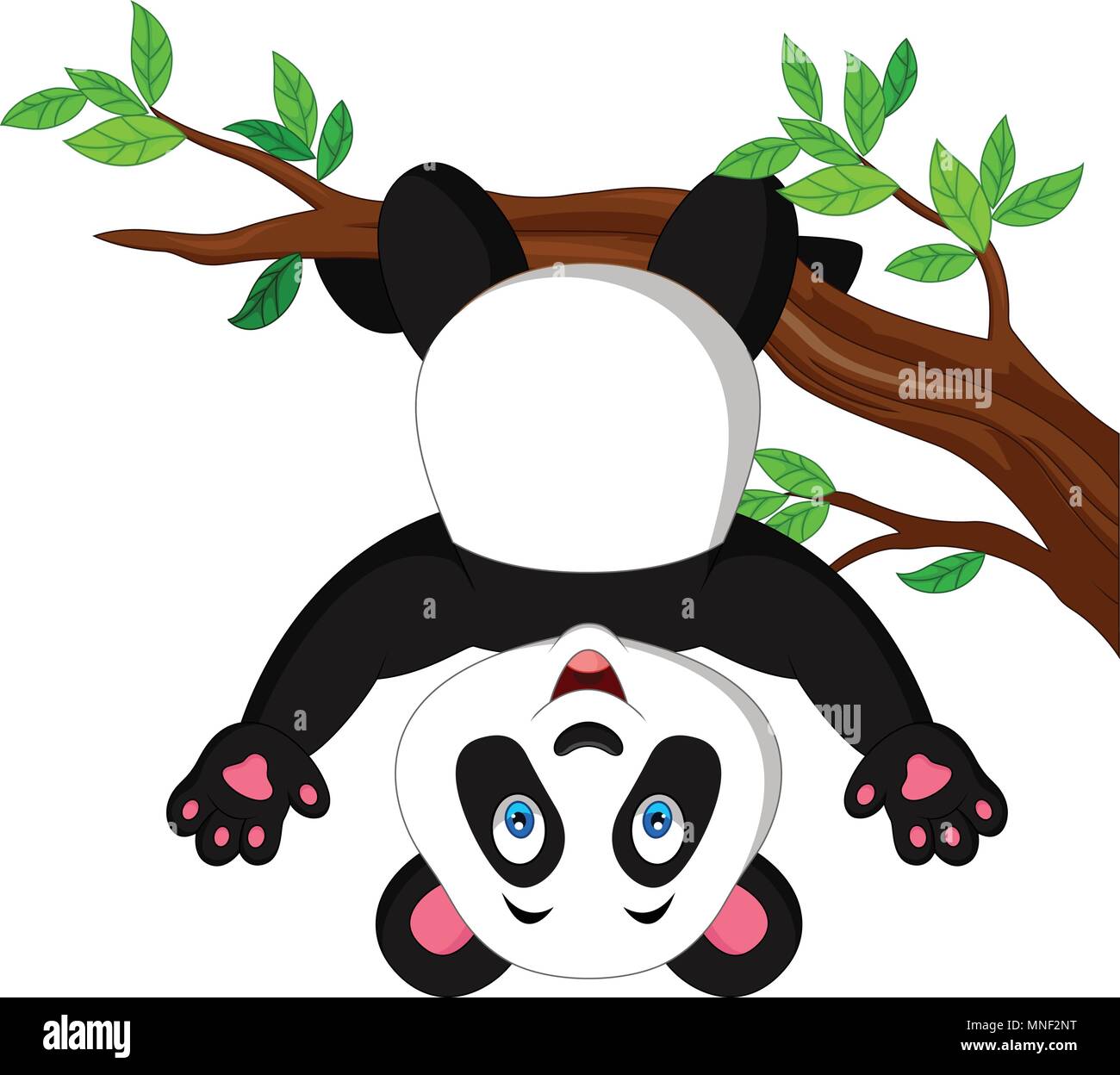 Cartoon panda hanging on tree branch Stock Vector Image & Art - Alamy