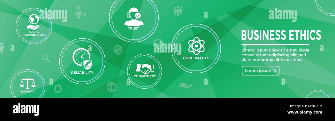 Business Ethics Web Banner Icon Set - Honesty, Integrity, Commitment ...
