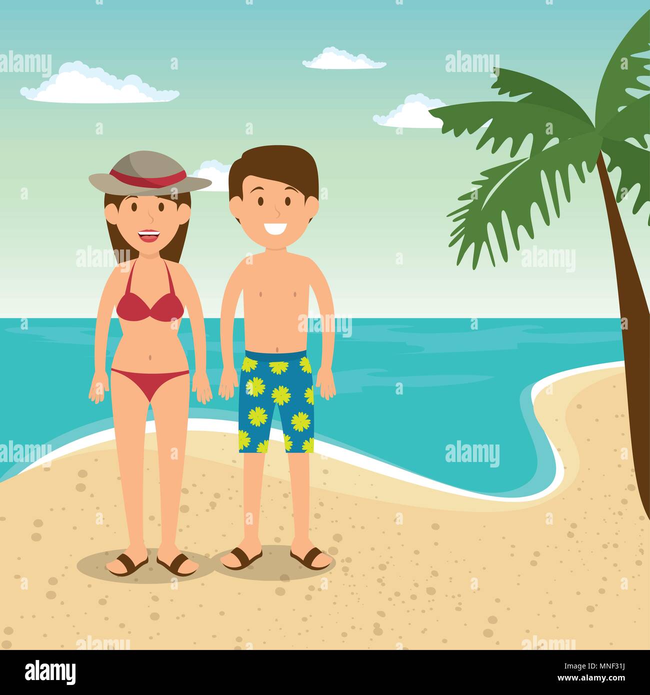 Couple In The Beach Characters Stock Vector Image And Art Alamy