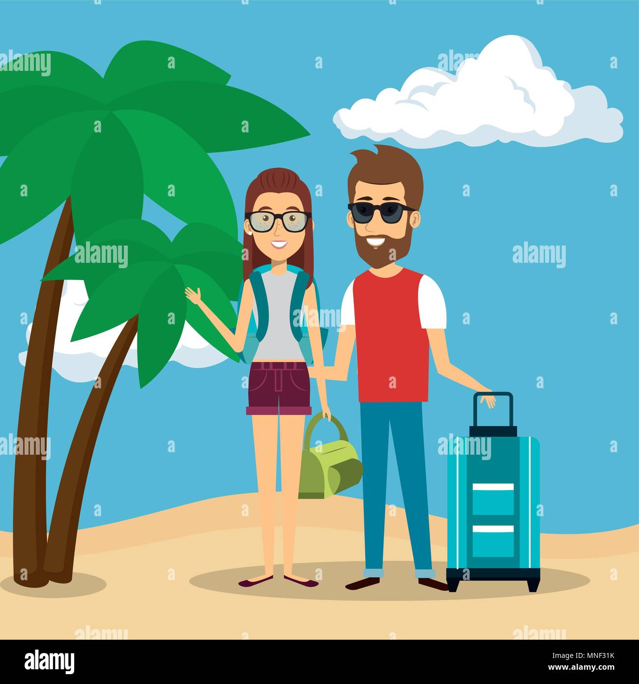 Couple And Caribbean Beach Stock Vector Images Alamy