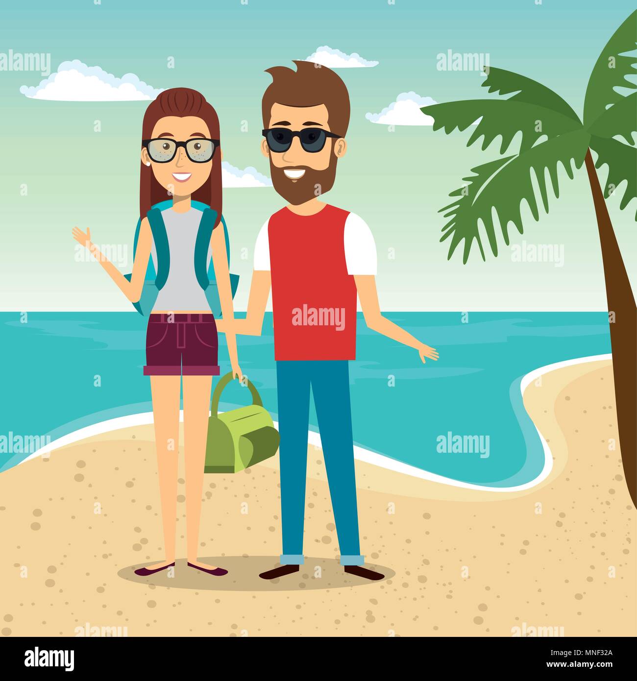 Couple And Caribbean Beach Stock Vector Images Alamy