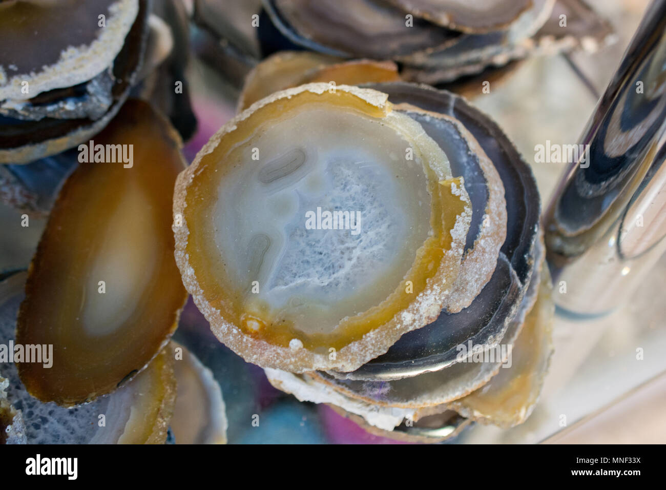 A cross section of Agate gemstone as natural mineral rock Stock Photo ...