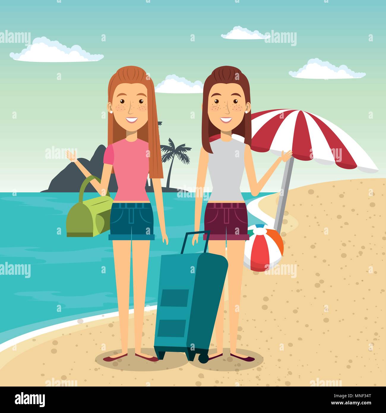 Women In The Ocean Friends Stock Vector Images Alamy