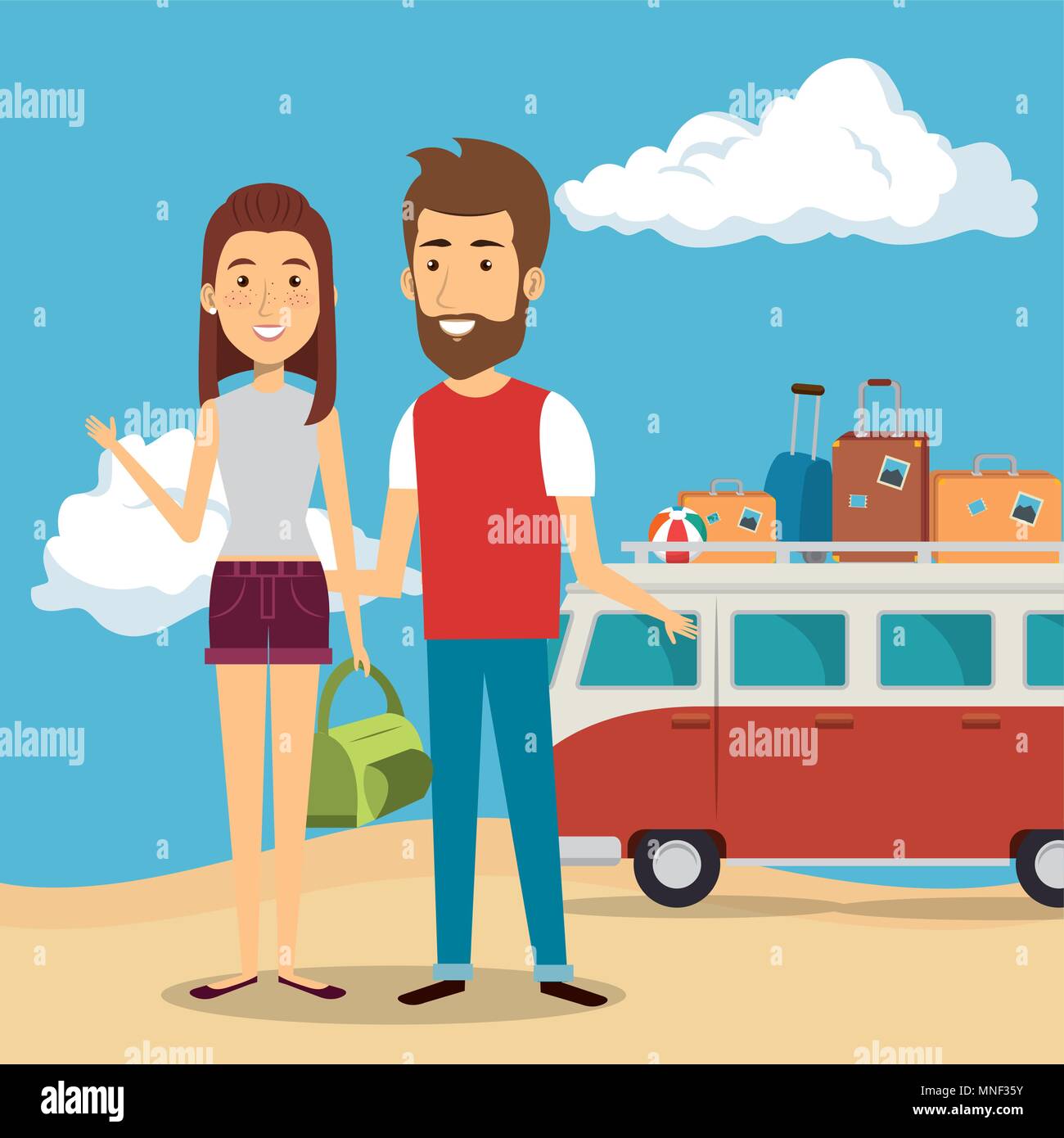Young Couple In Car Stock Vector Images Alamy