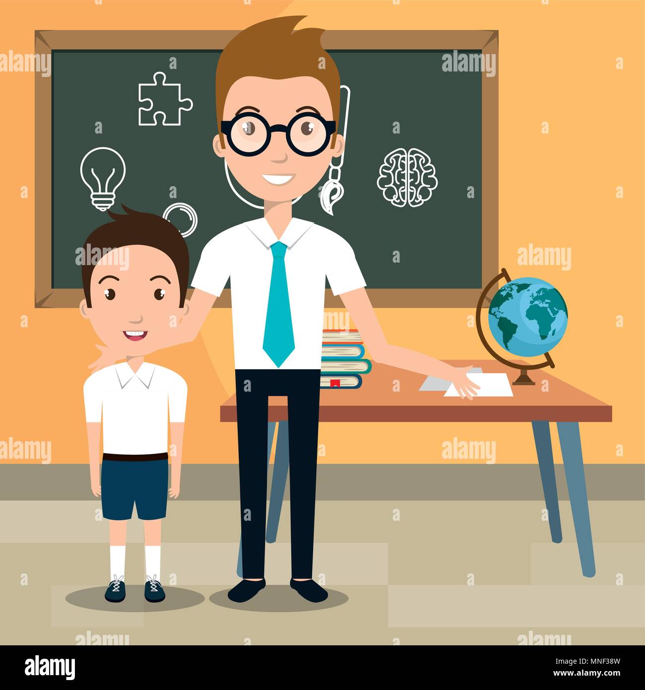 man teacher with students in the classroom Stock Vector Image & Art - Alamy