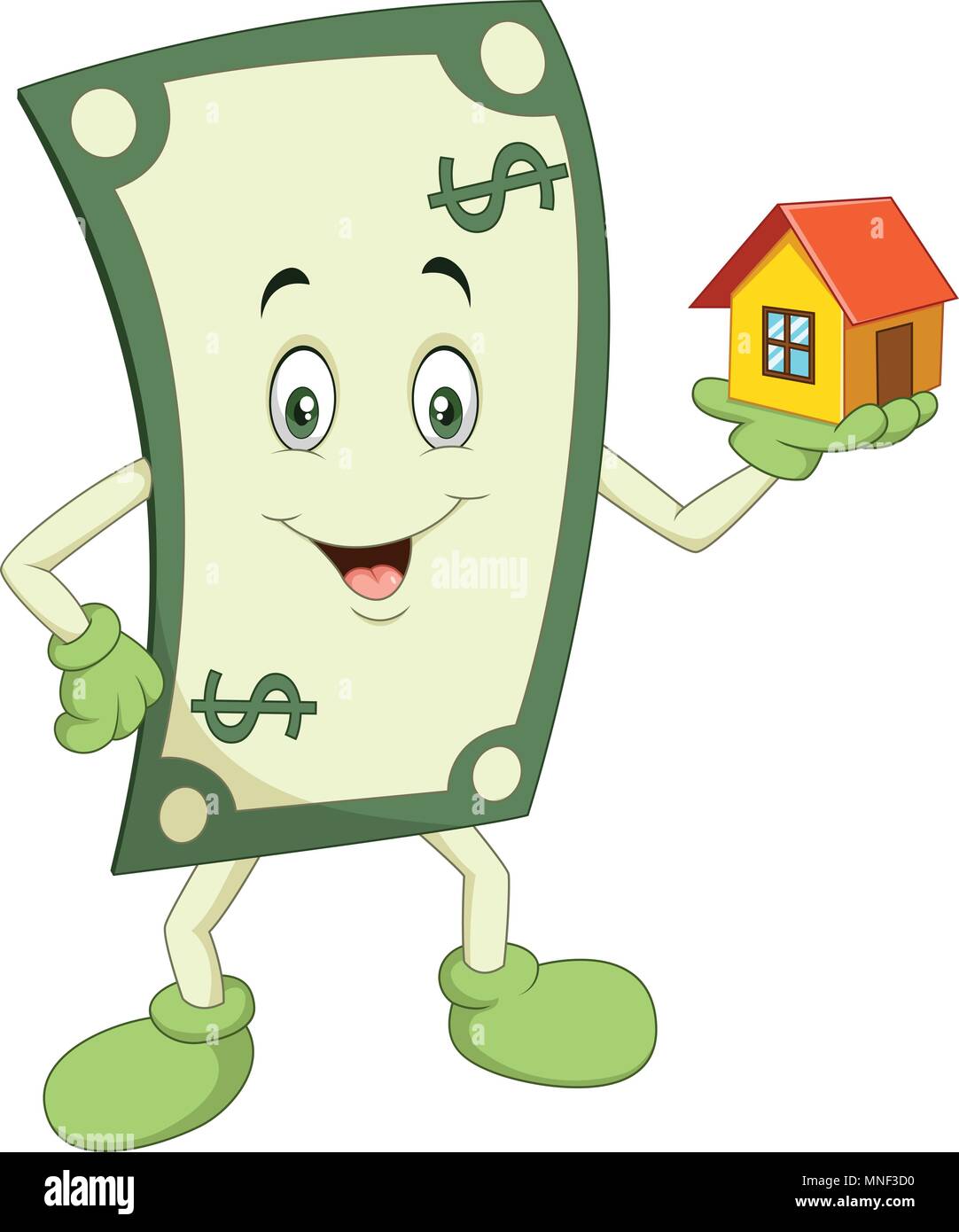 Cartoon money holding a house Stock Vector Image & Art - Alamy