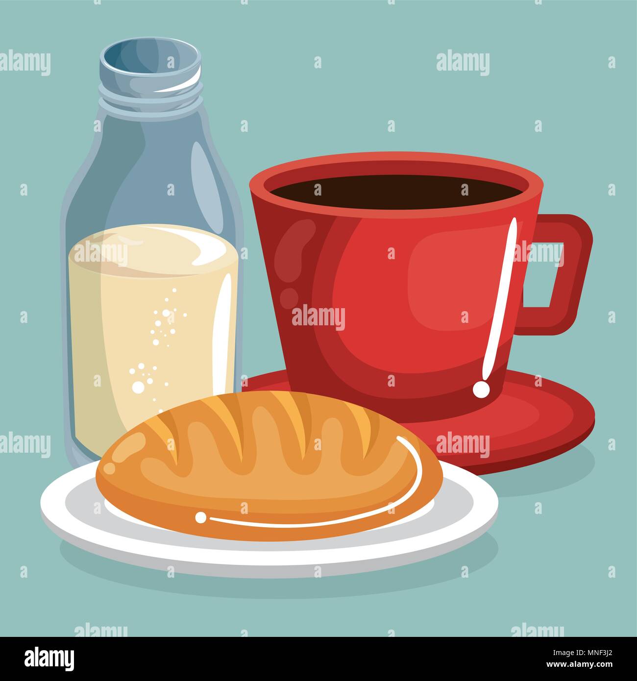 Fresh tasty bread milk Stock Vector Images - Alamy