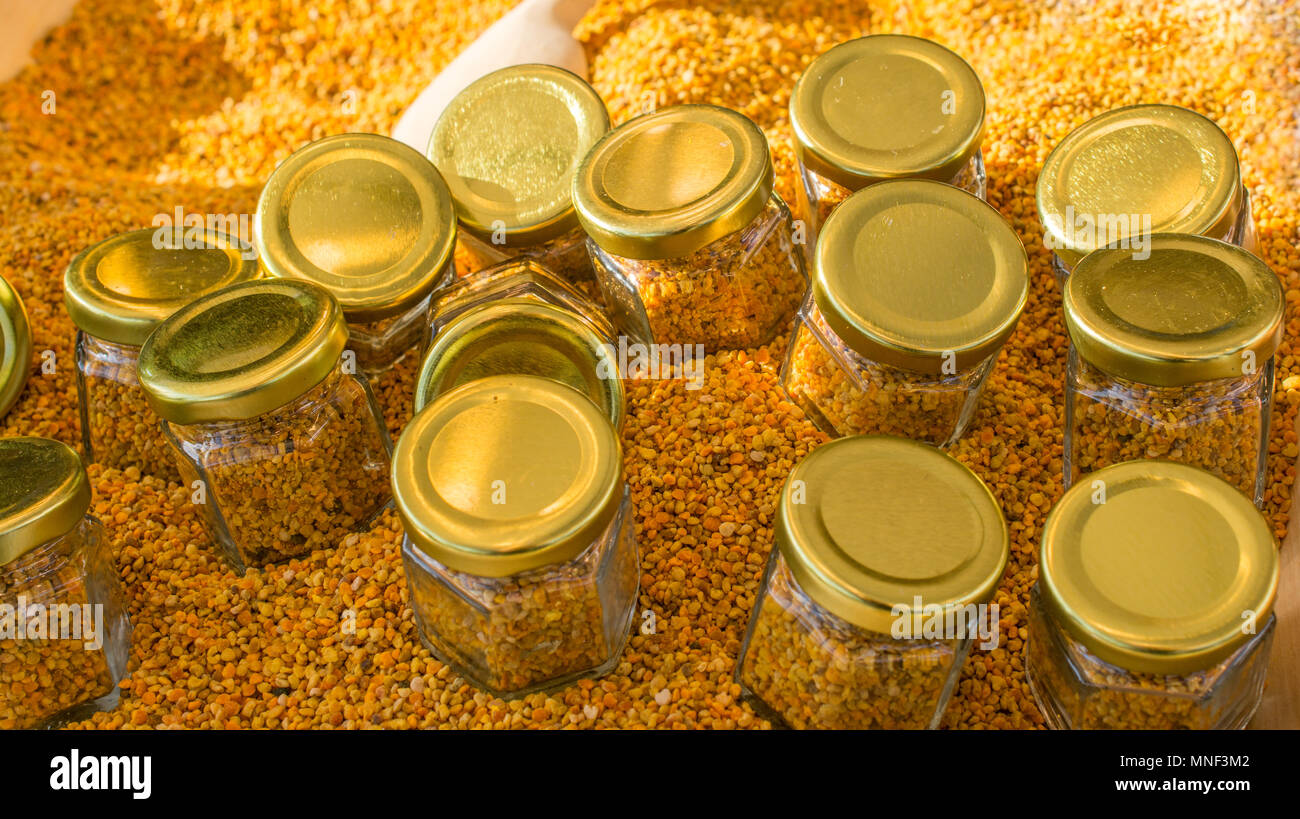 Pollen as healthy organic raw diet food in jar Stock Photo - Alamy