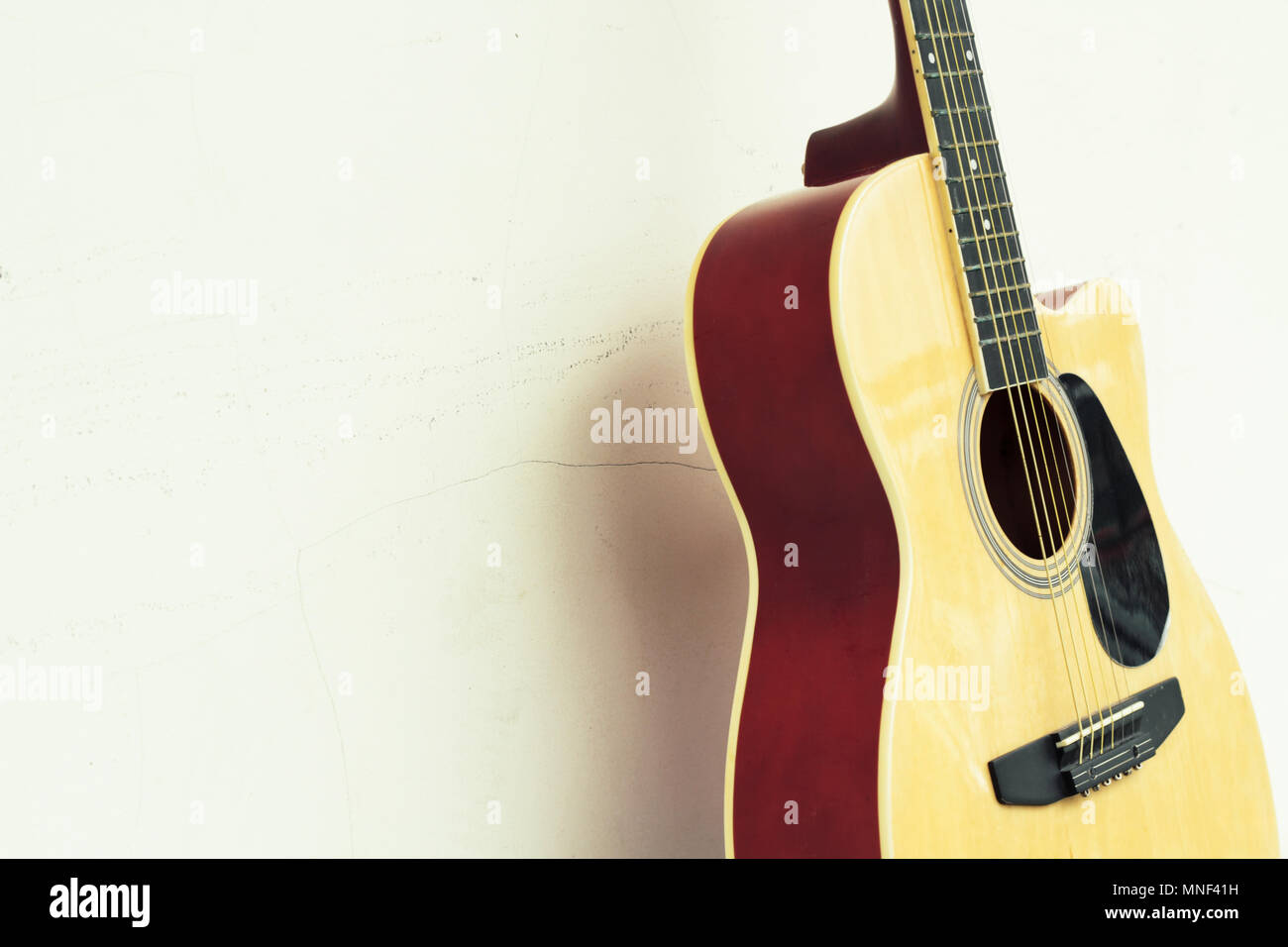 Acoustic Guitar On White Background Stock Photo - Alamy