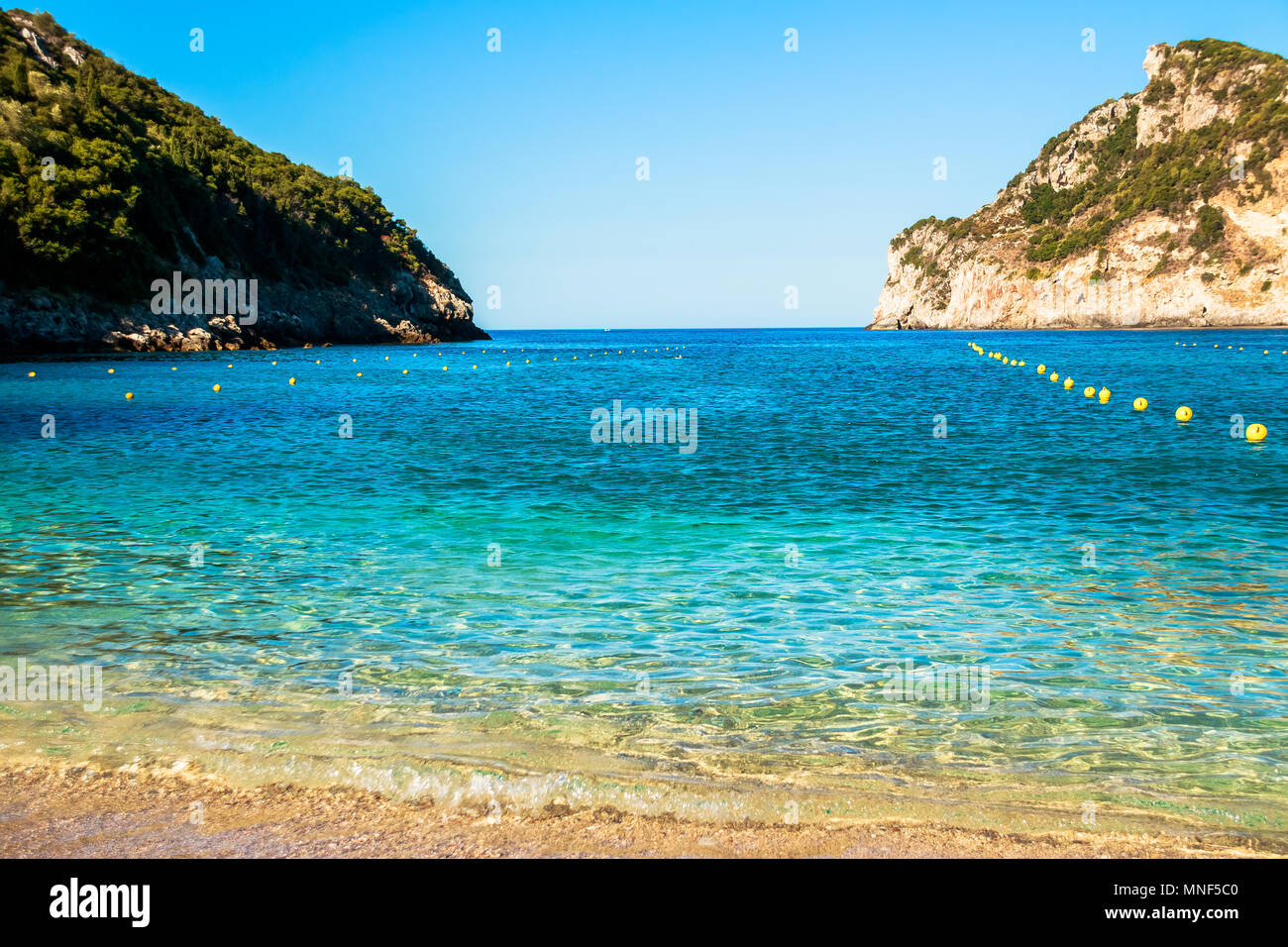 blue crystal water and white sand summer beach and holiday background ...