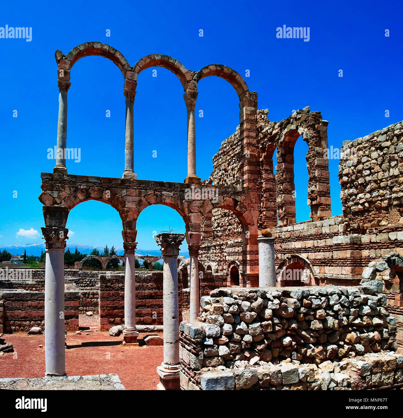 Ruins of ancient city Anjar in Bekaa valley, Lebanon Stock Photo - Alamy