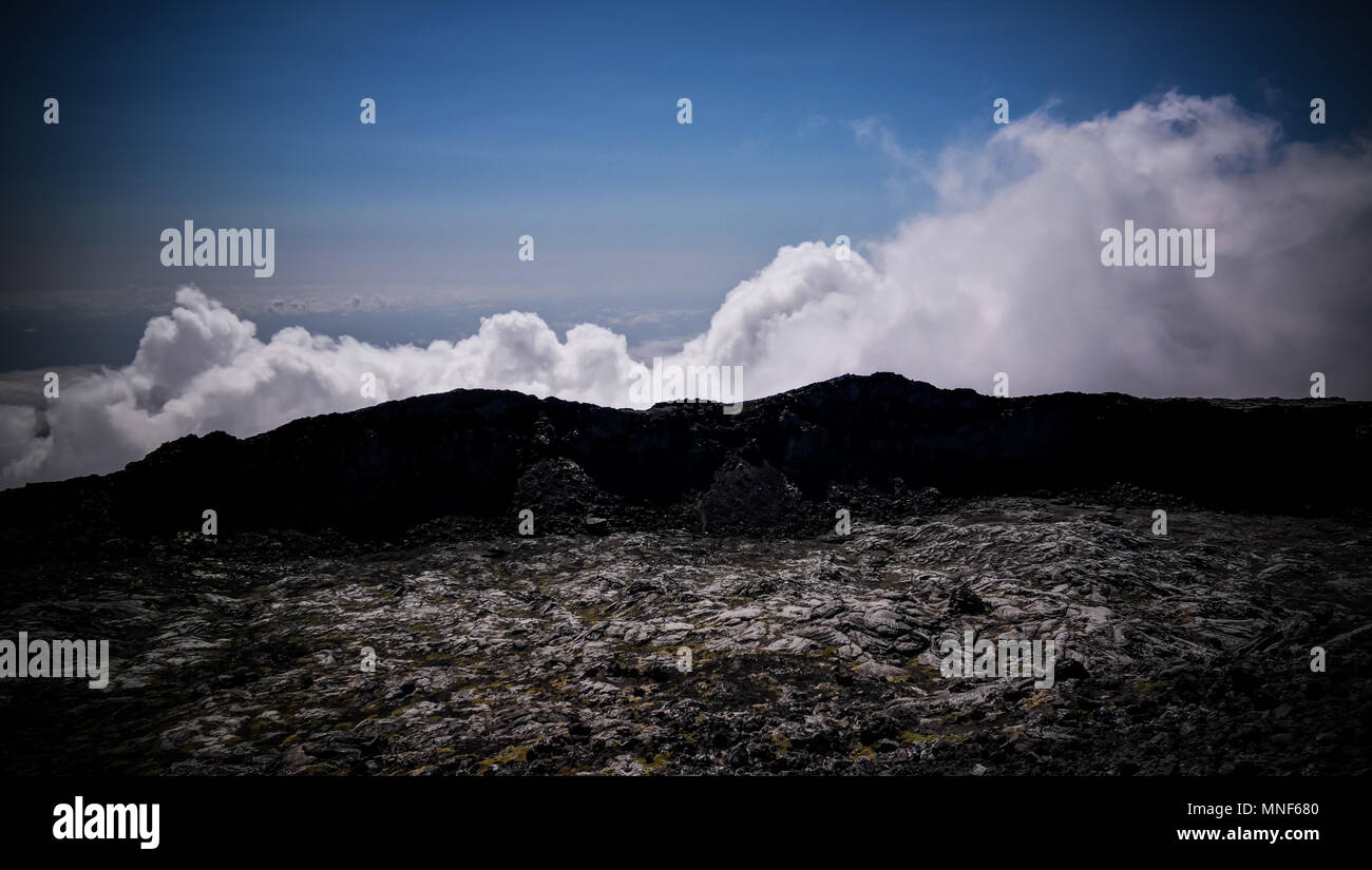 Panorama inside caldera of Pico volcano in Azores, Portugal Stock Photo ...