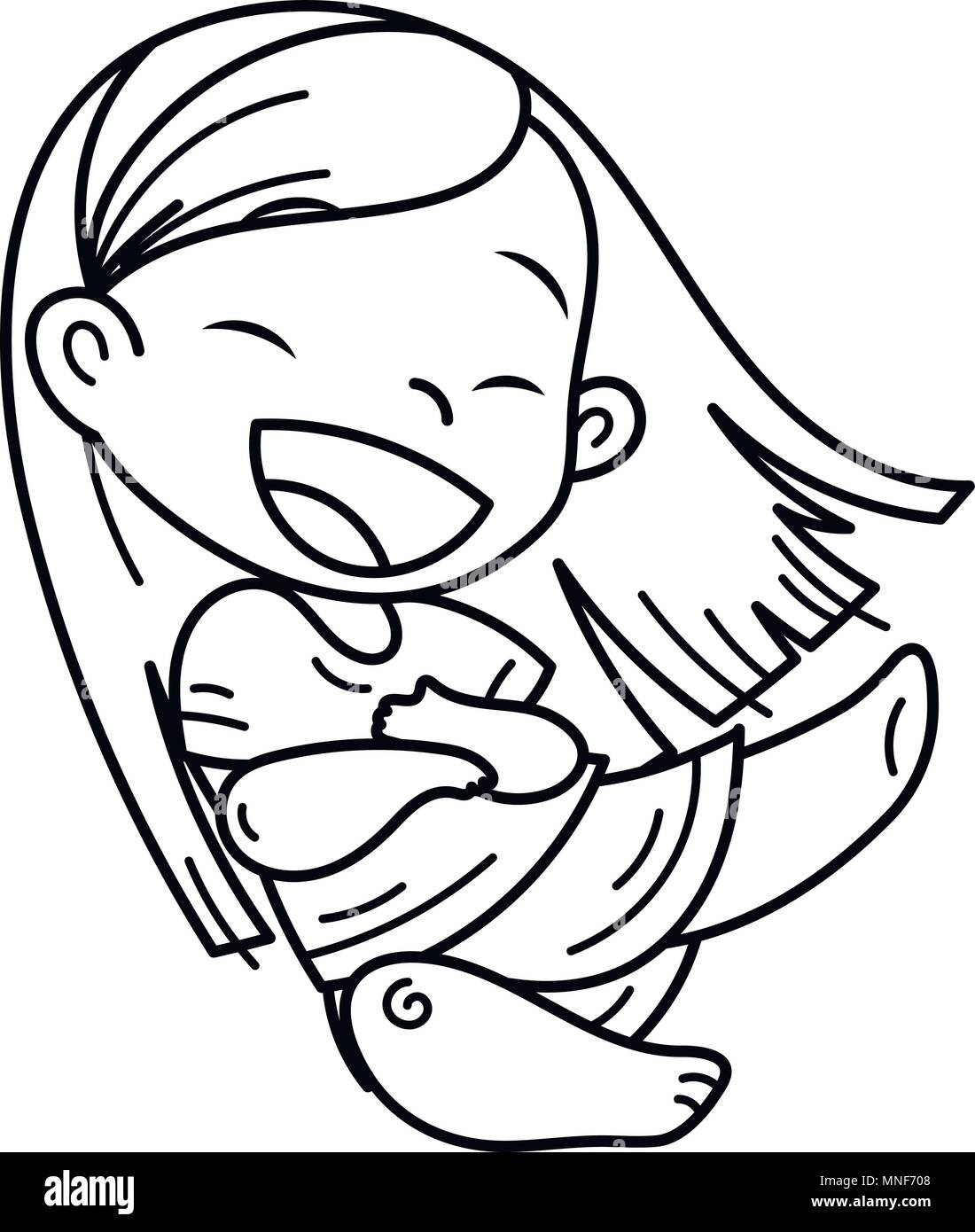 Cute cartoon lined kids. Vector and illustration Stock Vector Image ...