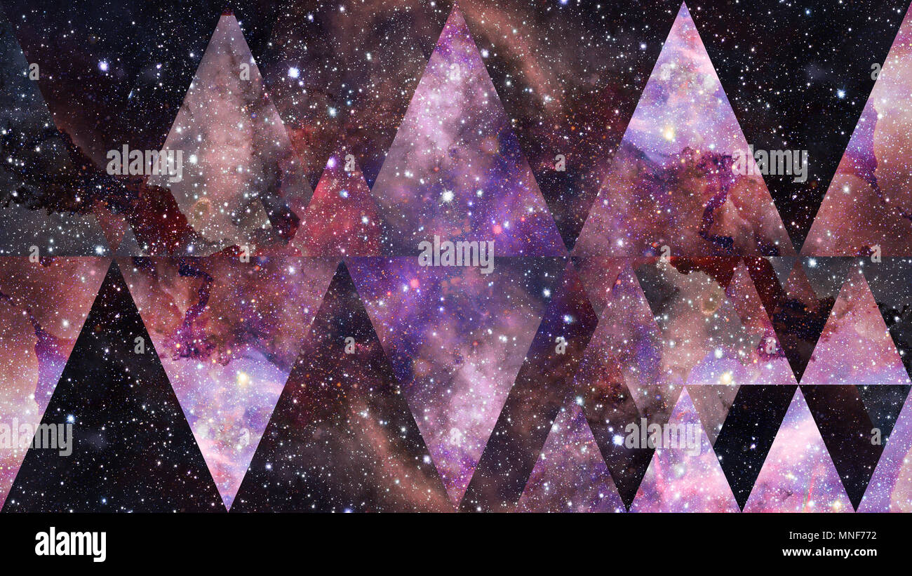 Universe, nebula, galaxy and the sacred geometry collage. Abstract ...