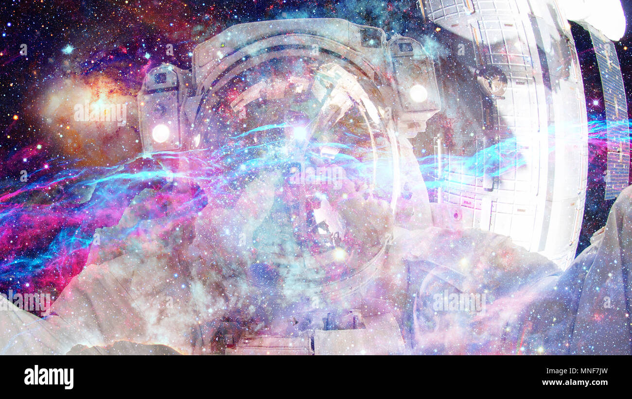 Astronaut in outer space. Science fiction art. Elements of this image ...