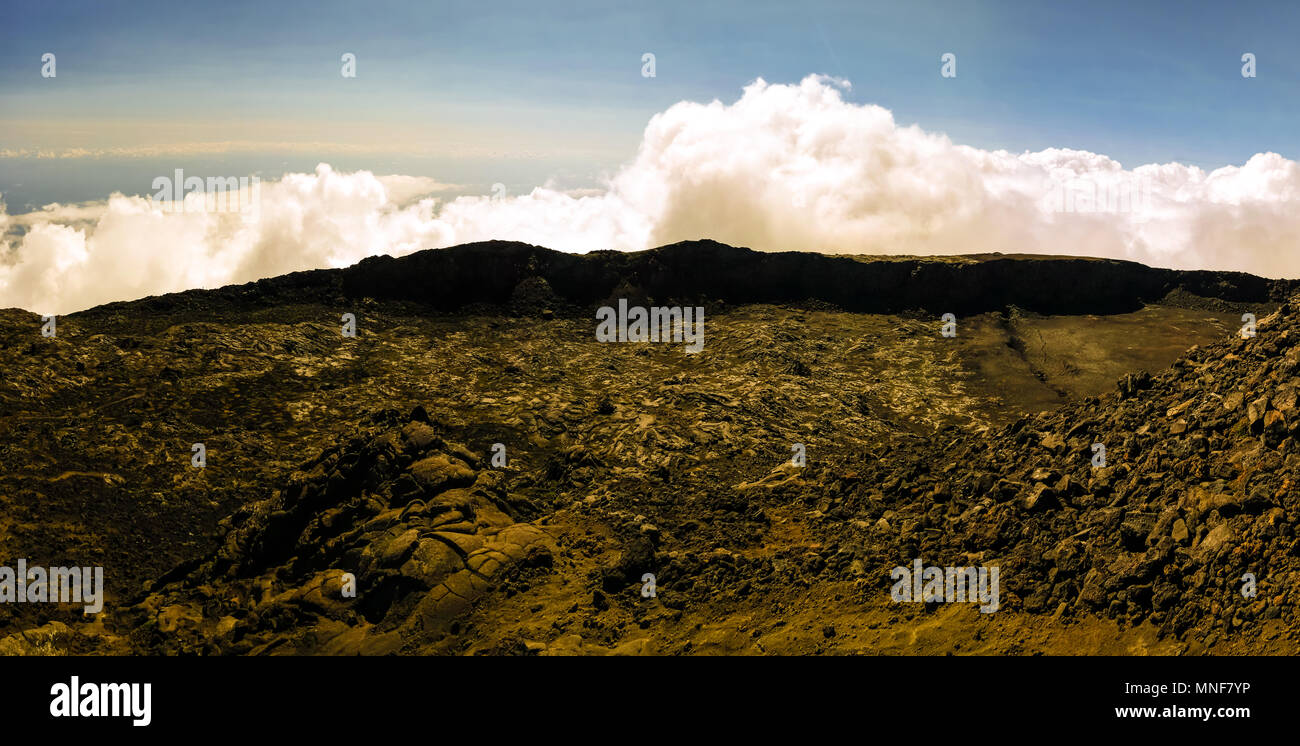 Panorama inside caldera of Pico volcano in Azores, Portugal Stock Photo ...