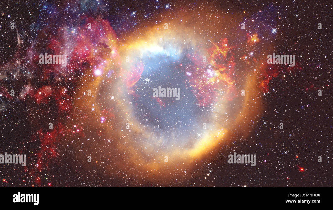 Giant glowing nebula. Space background with red nebula and stars ...