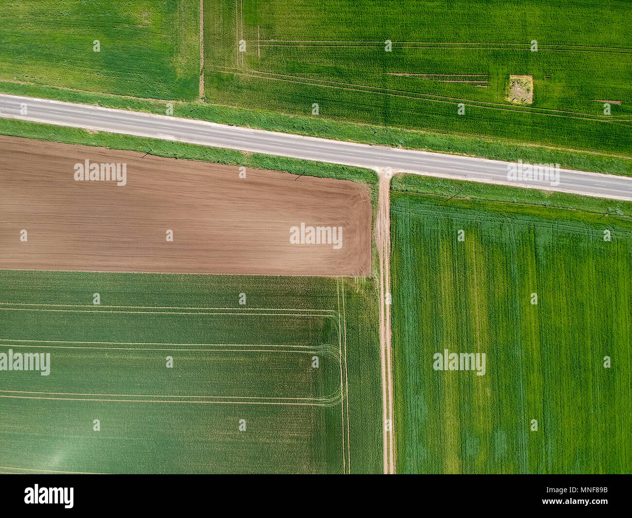 Aerial view of agricultural fields from above Stock Photo - Alamy